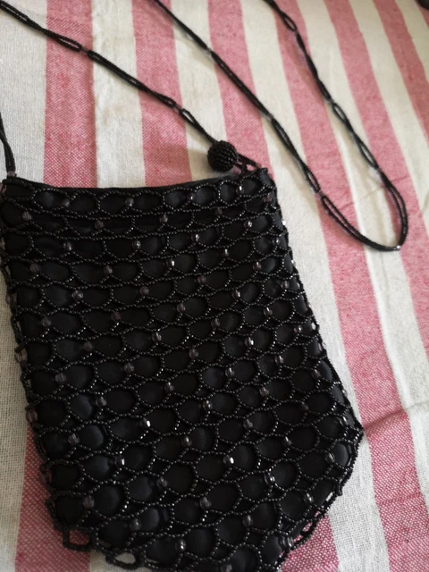 BLACK BEADED VINTAGE Bag Small St Michael M&S Y2K 90s Fancy Boho Chic ...