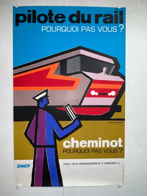 RARE AFFICHE ANCIENNE SNCF cheminot pilote du rail par Guy Georget EUR ...