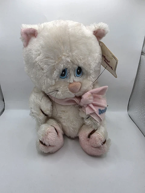 VINTAGE APPLAUSE WHITE Boo Boo Kitty Bear 1983 Soft Toy 1980's with ...
