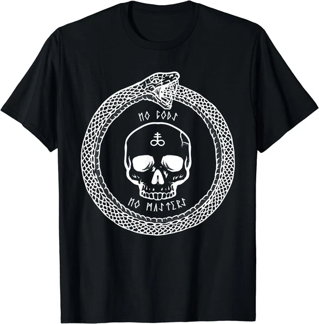 NEW LIMITED CROSS Skull Ouroboros No Gods No Masters Satanic T-Shirt ...