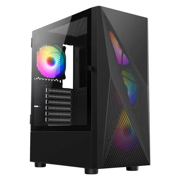VIDA BLACK ATX Gaming PC Case Mid Tower 4 x 120MM ARGB Fans Tempered ...