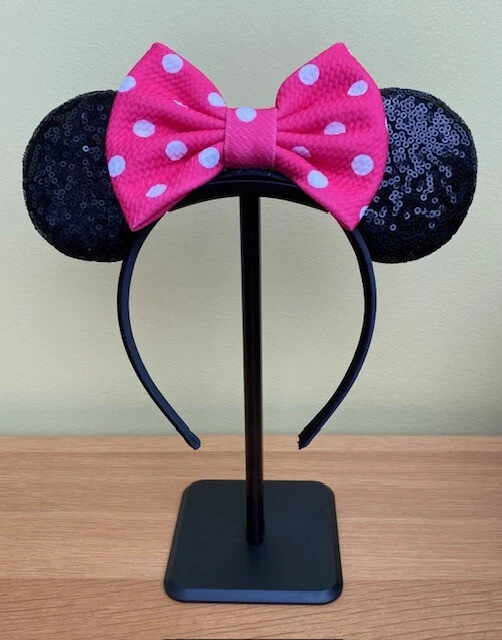 DISNEY INSPIRED MINNIE & Mickey Mouse Ears Headband Pink Polka Spots £8 ...