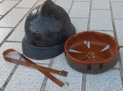 WW2 COIFFE D'INTÉRIEUR+JUGULAIRE casque Adrian mod 1926 CUIR helmet ...