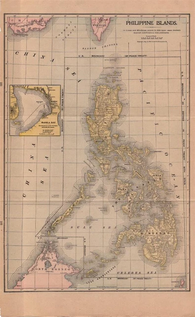 1899 ANTIQUE PEERLESS Atlas Map Of The Philippine Islands-Excellent ...