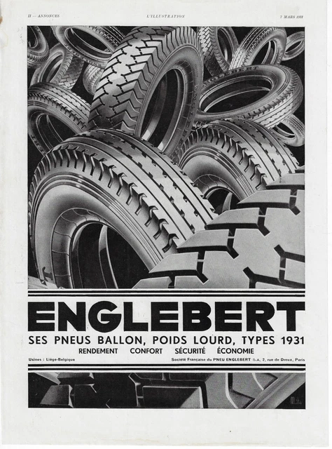 PUBLICITÉ ORIGINALE PAPIER 1931 Pneus Englebert Issue De La Presse EUR ...