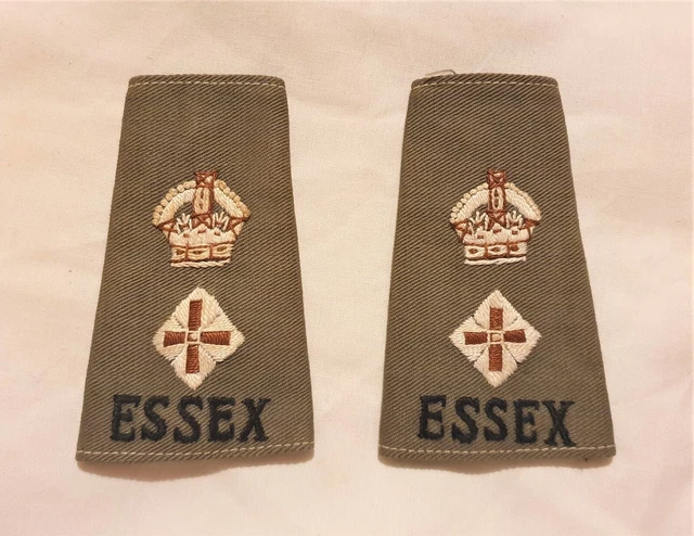 ORIGINAL WW2 BRITISH Essex Regiment Lt Col Jungle Bush Rank Slides RARE ...