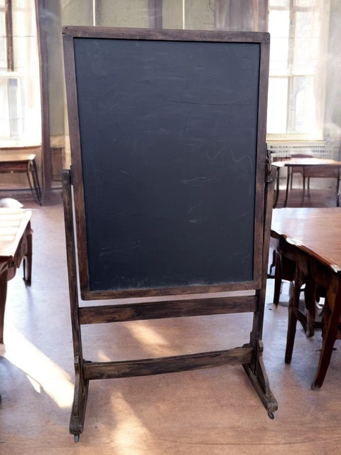 VINTAGE LARGE VICTORIAN Early 20th Century School Rotating Blackboard ...