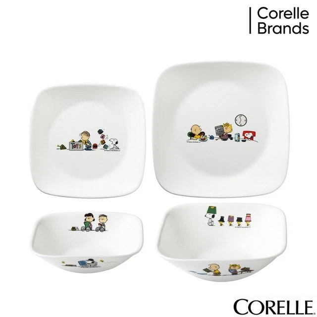 4 PCS PEANUTS Snoopy Corelle Dinnerware Set - SNPY ONLY Peanuts Snoopy ...
