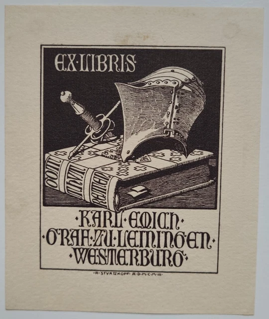 EXLIBRIS FÜR KARL Emich von Richard Sturtzkopf mit Stempel 1903 (9.7 ...