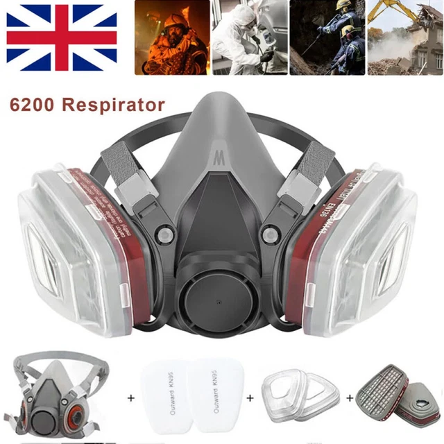 7 IN 1 Gas Mask Half Face Respirator Paint Spray Chemical Facepiece ...