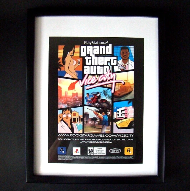 2002 GRAND THEFT Auto: Vice City Framed Print Ad Poster Sony PS2 Video ...