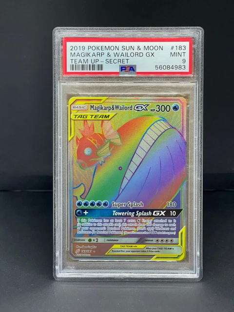 POKEMON TEAM UP Magikarp & Wailord GX Full Art Secret Rare PSA 9 MINT ...