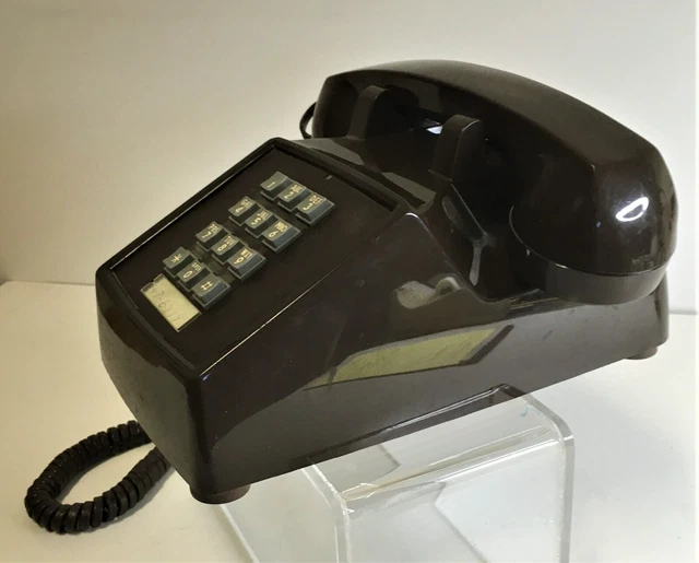 VINTAGE ITT PUSH Button Chocolate Brown Desk Top Phone Cortelco 1991 £ ...