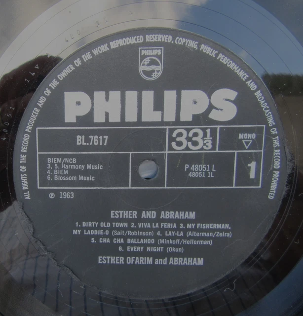 ESTHER OFARIM AND ABRAHAM ESTHER AND ABRAHAM LP Philips 1963 Excellent EUR 3,55 - PicClick IT
