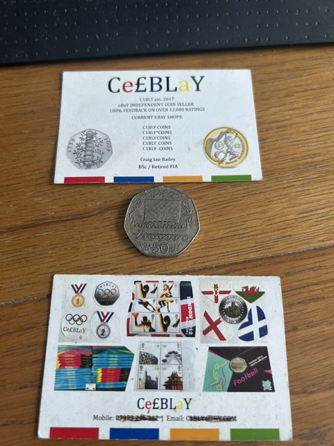 OLD STYLE LARGE 1980 ISLE OF MAN VIKING LONGSHIP 50p COIN CIRCULATED ...