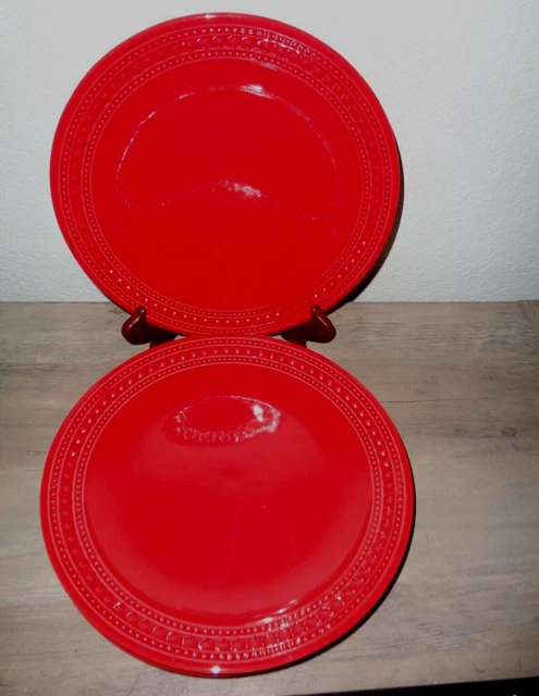 4 MATCERAMICA RED Dinner Plates Bullet Rim Portugal £47.49 - PicClick UK