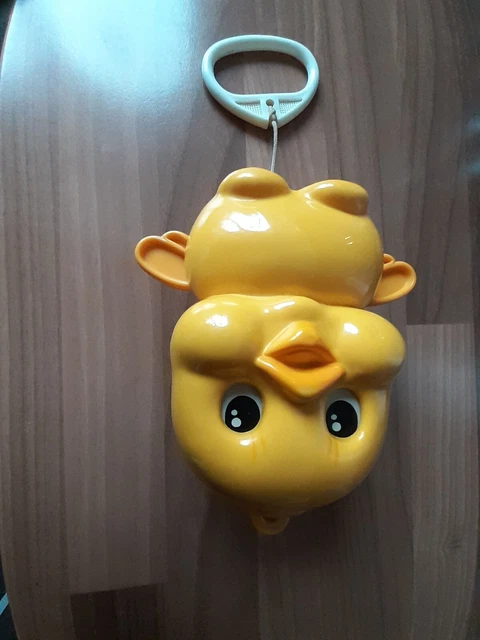 SANKYO VINTAGE PULL String Musical Orange DUCK Moving Eyes Cot / Pram ...