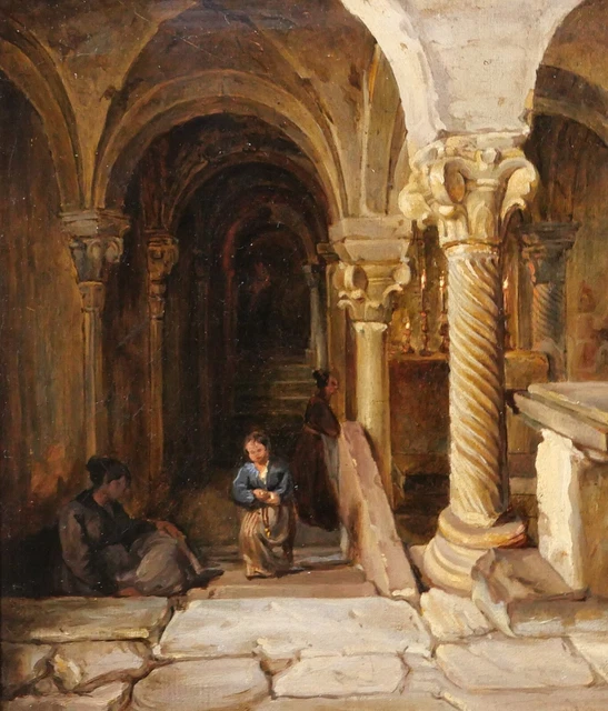 GRANET PAINTING INTERIOR Church Crypt Religious Italy Romanticism ...
