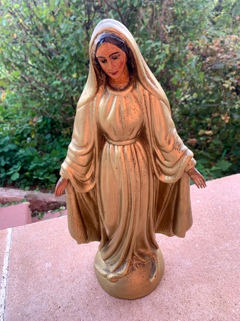 ANCIENNE STATUE VIERGE Marie Madonne En Bois Dore Art Populaire EUR 70 ...