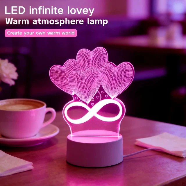 USB 3D LOVE LED Hearts Night Light £11.86 - PicClick UK