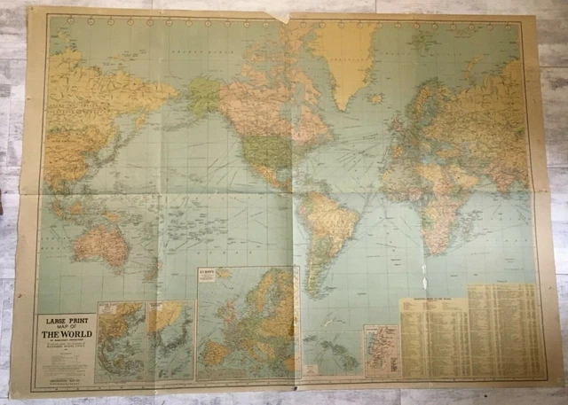 GEOGRAPHIA MAP CARTE du monde USA ALEXANDER GROSS New York 99,5 x 137 ...