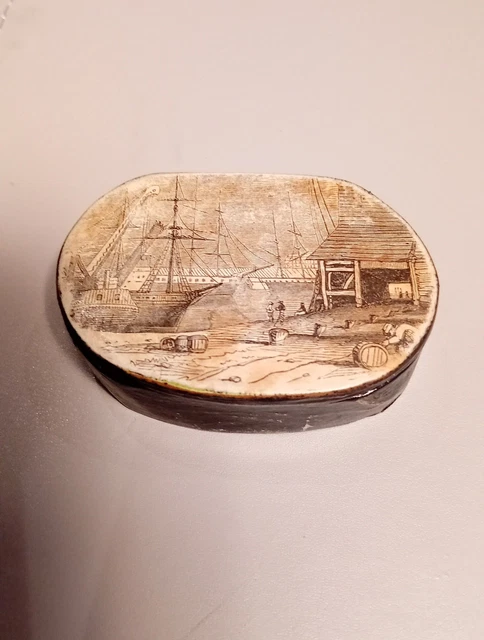 ANTIQUE PAPIER MACHE Snuff Box Circa 1850 £115.08 - PicClick UK