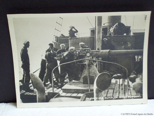 WWI US NAVY Real Photo USS Rambler Patrol Vessel Sailors Ready For Subs ...