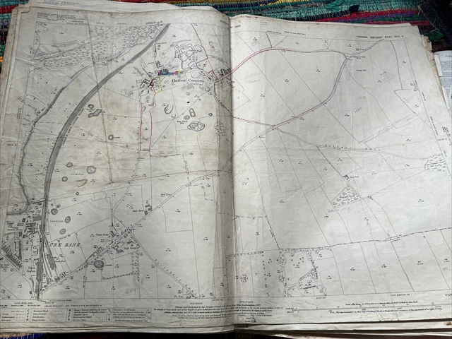 VINTAGE SURVEYOR TOWN Map Plan 1929 Hutton Conyers ure bank LNER ...