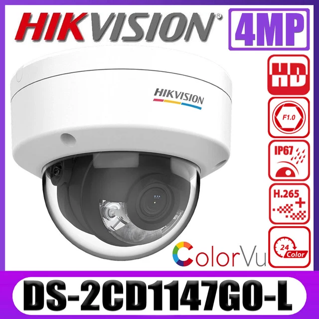 HIKVISION DS-2CD1147G0-L 4MP ColorVu Mini Fixed Dome PoE IP Camera H ...