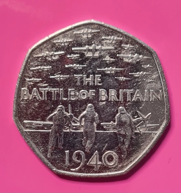 UK ELIZABETH II Battle of Britain 50p pence coin circulated £0.85 ...
