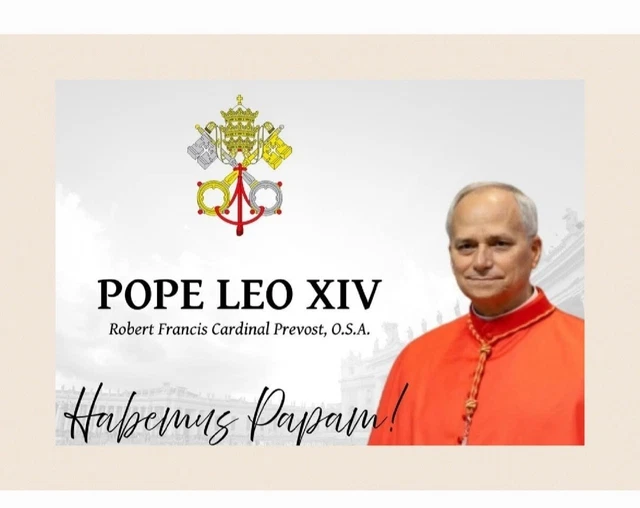 POSTCARD POPE LEO XIV Robert Francis Prevost Vatican Souvenir 5x7 Inch ...