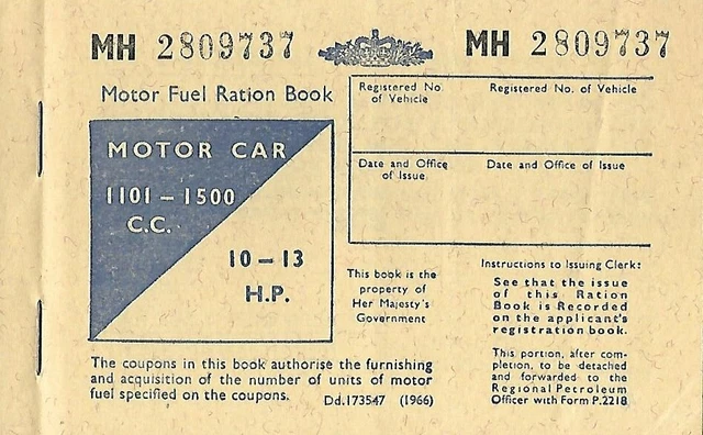 MOTOR FUEL RATION Book from the 1970's £2.99 - PicClick UK