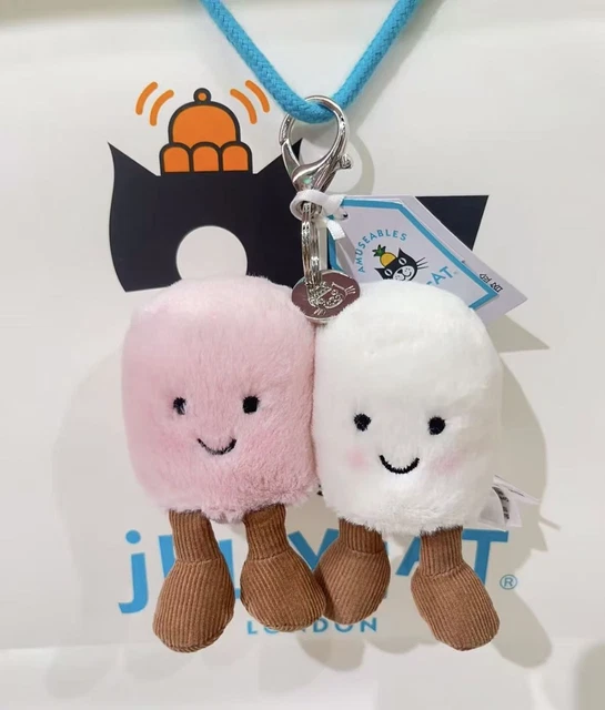 JELLYCAT AMUSEABLE PINK and White Cotton Candy Keychain Brand New with ...