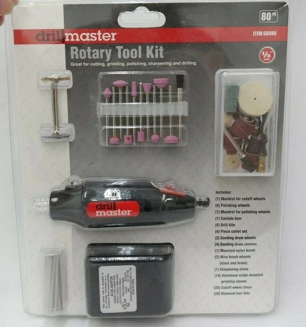 DRILL MASTER 80 pc Rotary Tool Kit 1/8" round 68986 T5 $28.77 - PicClick