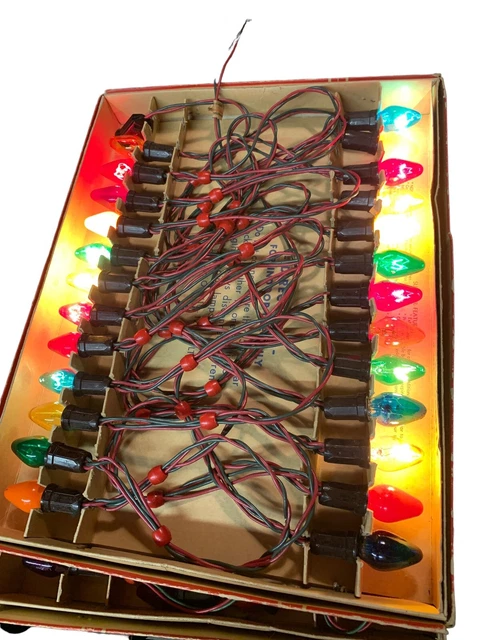 2 SETS VTG Noma Christmas Lights Berry Bead String 25 Bulbs C-7 Lamps ...