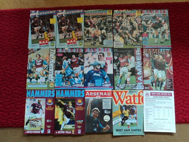 14 X WEST HAM Football Programmes. 1990s. Job Lot. Good clean condition ...