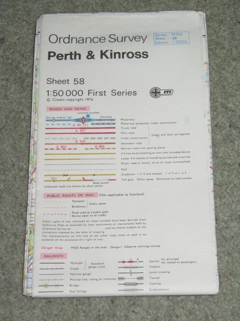 OS ORDNANCE SURVEY Landranger Map Sheet 58 Perth & Kinross - 1979 £1.79 ...