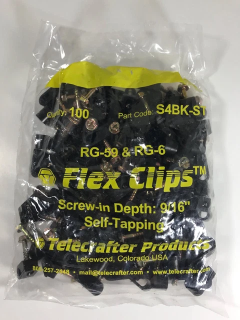 TELECRAFTER S4BK SELF Tapping RG59 RG6 Wire Coaxial Cable Screw Clips ...