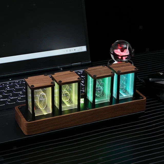 RGB NIXIE TUBE Clock Clock Digital Tube Changing Clock Decor RGB Full ...