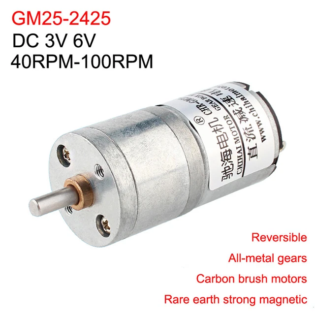 GM25-340 DC 3V 6V Micro Gear Motors 40-100RPM High Torque Speed ...