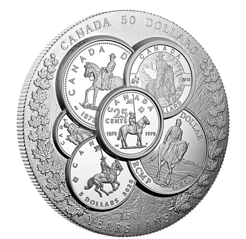 RCMP 150TH ANNIVERSARY 2023 CANADA 5oz .9999 Pure Silver UHR Proof $50 ...