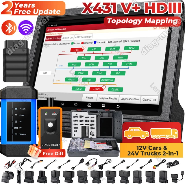 LAUNCH X431 V+ PRO3S + HDIII Heavy Duty Truck Diagnostic Scanner Key ...