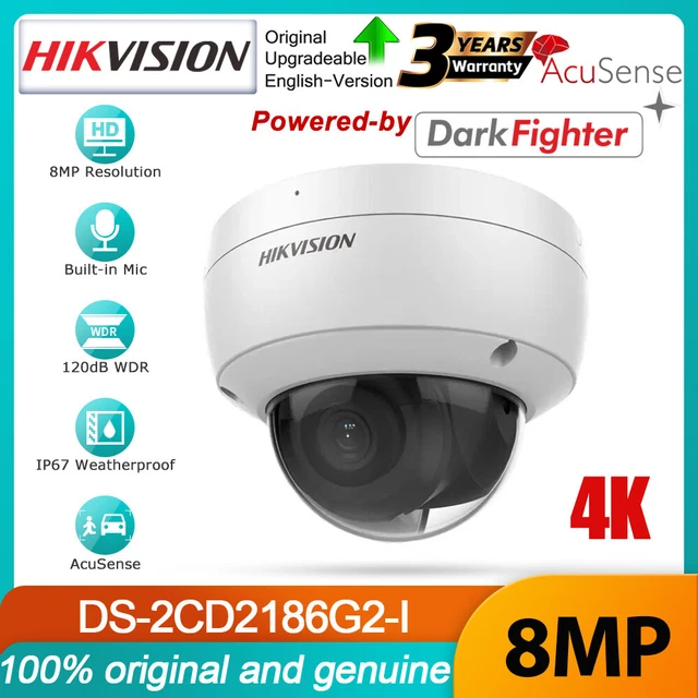 HIKVISION 4K 8MP Acusense DarkFighter POE IR Dome IP Camera DS-2CD2186G2-I IP67 $254.10 ...