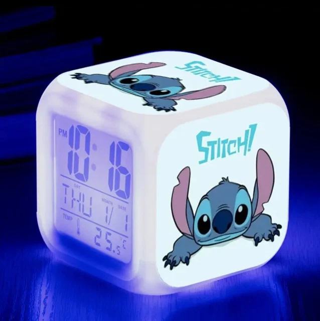 DISNEY STITCH ALARM Clock Digital Clock with Temperature Big LED Night ...