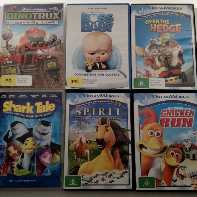 6 X DREAMWORKS DVD Animated Movie + TV Bundle R4 Chicken Run Boss Baby ...