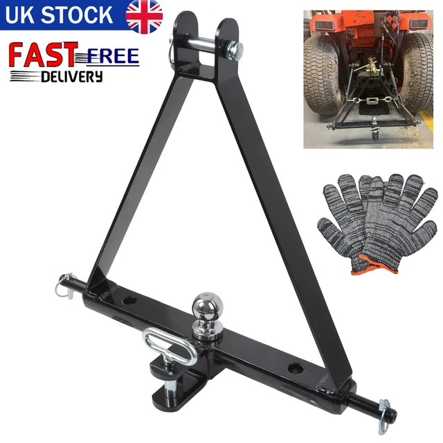 3 POINT LINKAGE TOW HITCH Compact Tractor Mounted Towing Cat 1 Triangle ...