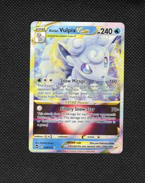 POKÉMON TCG ALOLAN Vulpix VSTAR Silver Tempest 034/195 Holo Ultra Rare ...