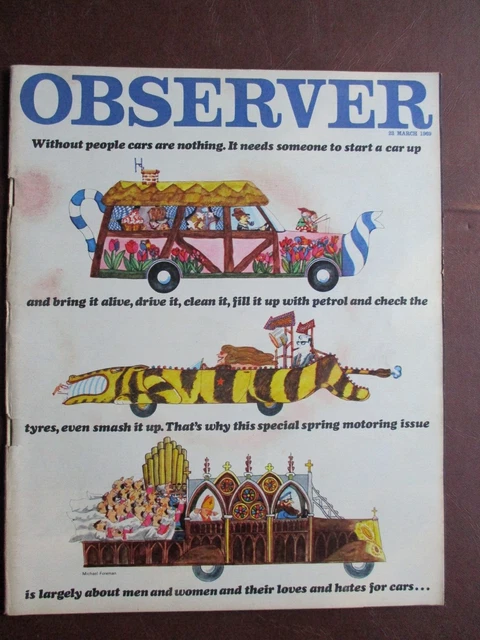 OBSERVER MAGAZINE 23 March 1969 Spring Motoring Cars Jane Grigson ...