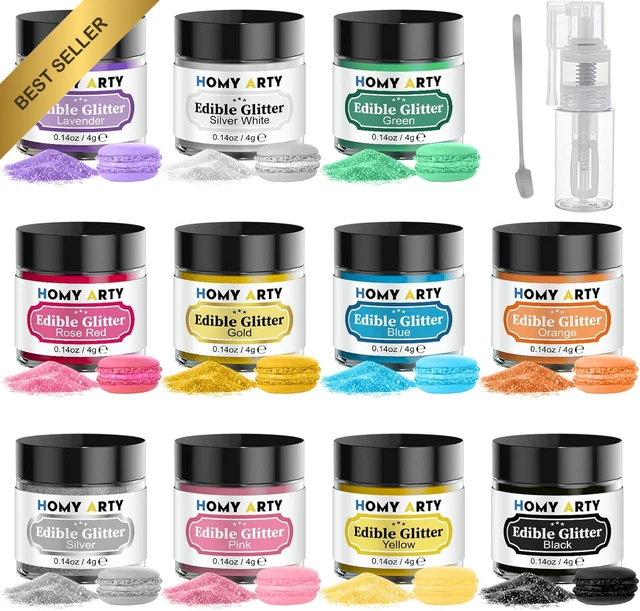 EDIBLE GLITTER POWDER 11 Colors Vegan Food Grade Cake Cocktail ...