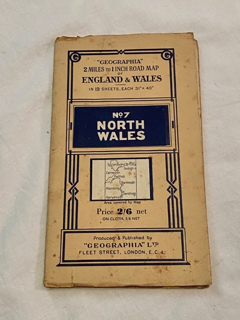 VINTAGE GEOGRAPHIA LARGE Scale Paper Road Map of North Wales £5.50 ...